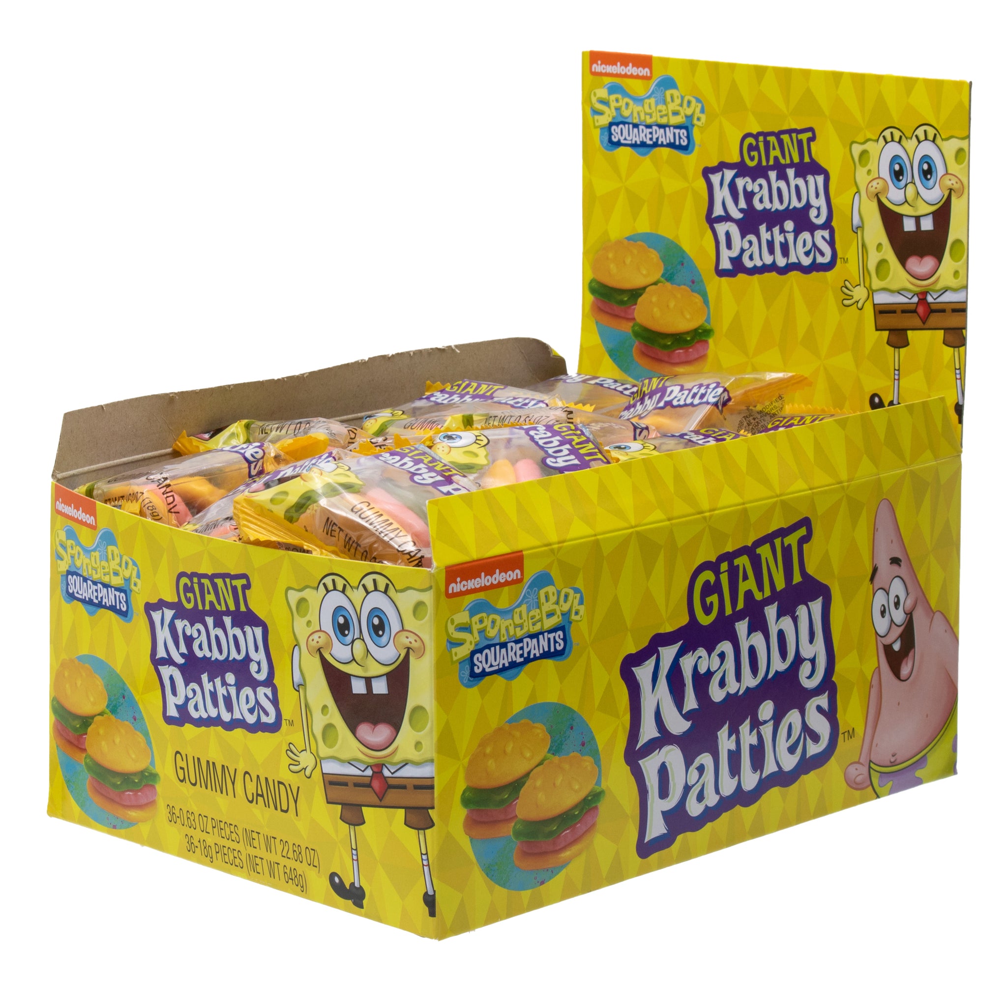 SpongeBob SquarePants Giant Original Krabby Patties Gummy Candy, 36 Co ...