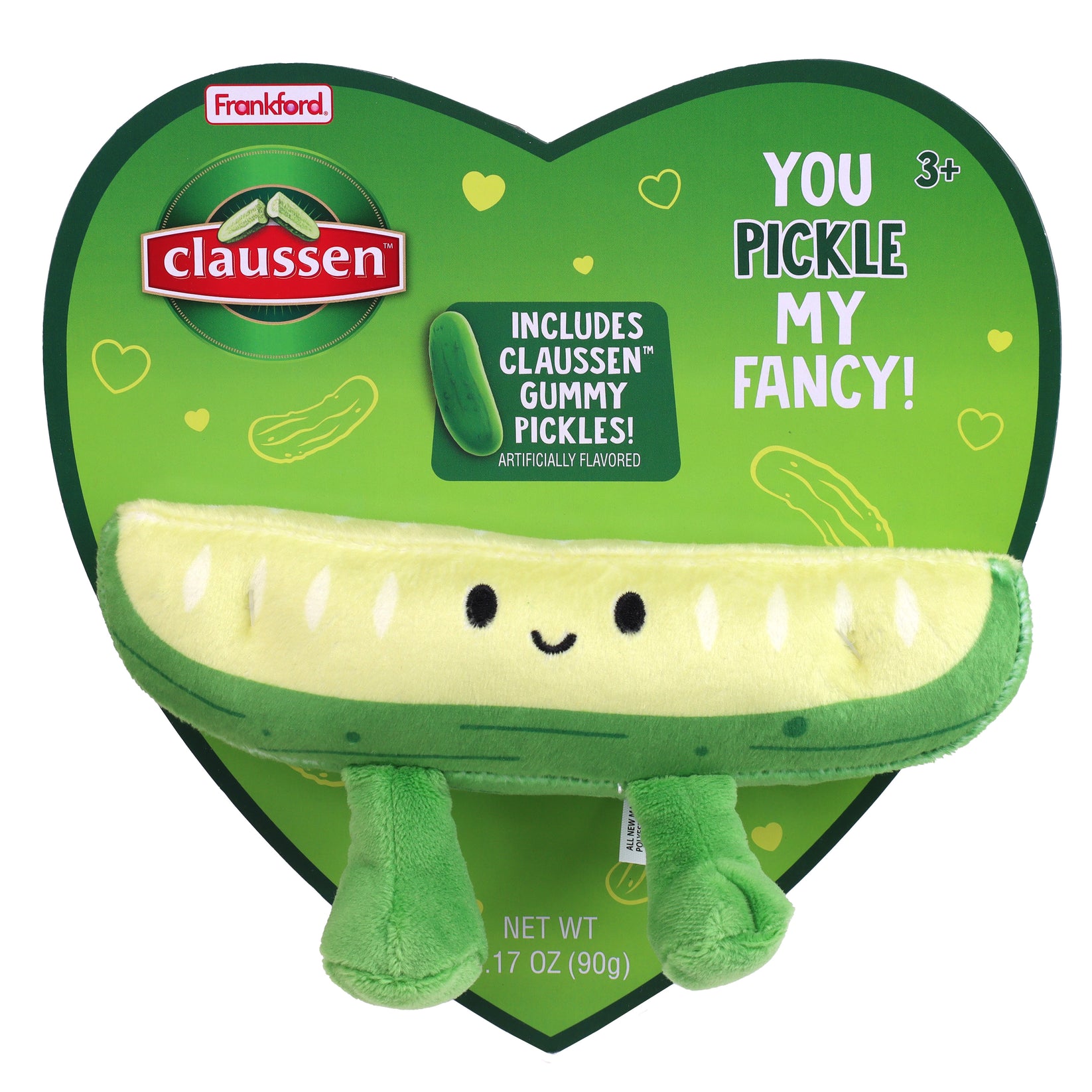 Claussen Pickle Gummy Candy Heart Box with Plush – Frankford Candy